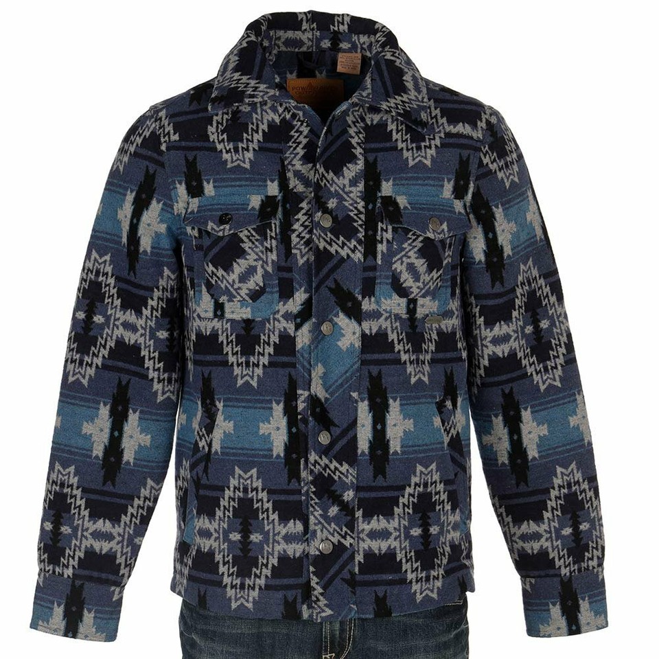 Powder River Outfitters Wool Aztec Jacquard Jacket, Blue | eBay