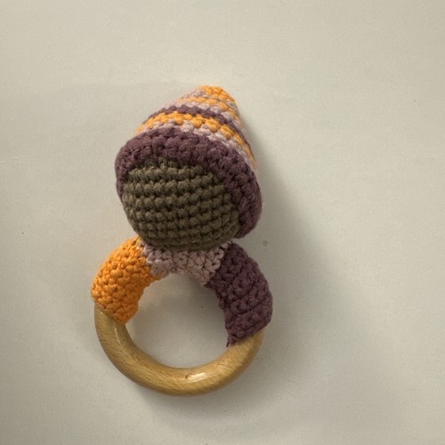 Pebble Baby Knit Rattle Purple Orange J39 | eBay