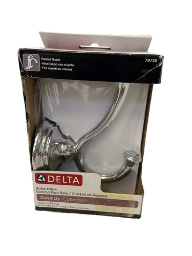 Delta Cassidy Chrome Finish Double Robe Hook 79735 Bathroom NEW in Box ...