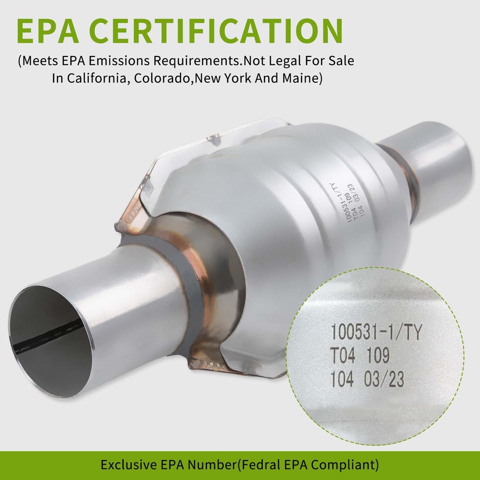 2" Inlet/Outlet Catalytic Converter + Heat Shield Weld-on EPA For VW ...