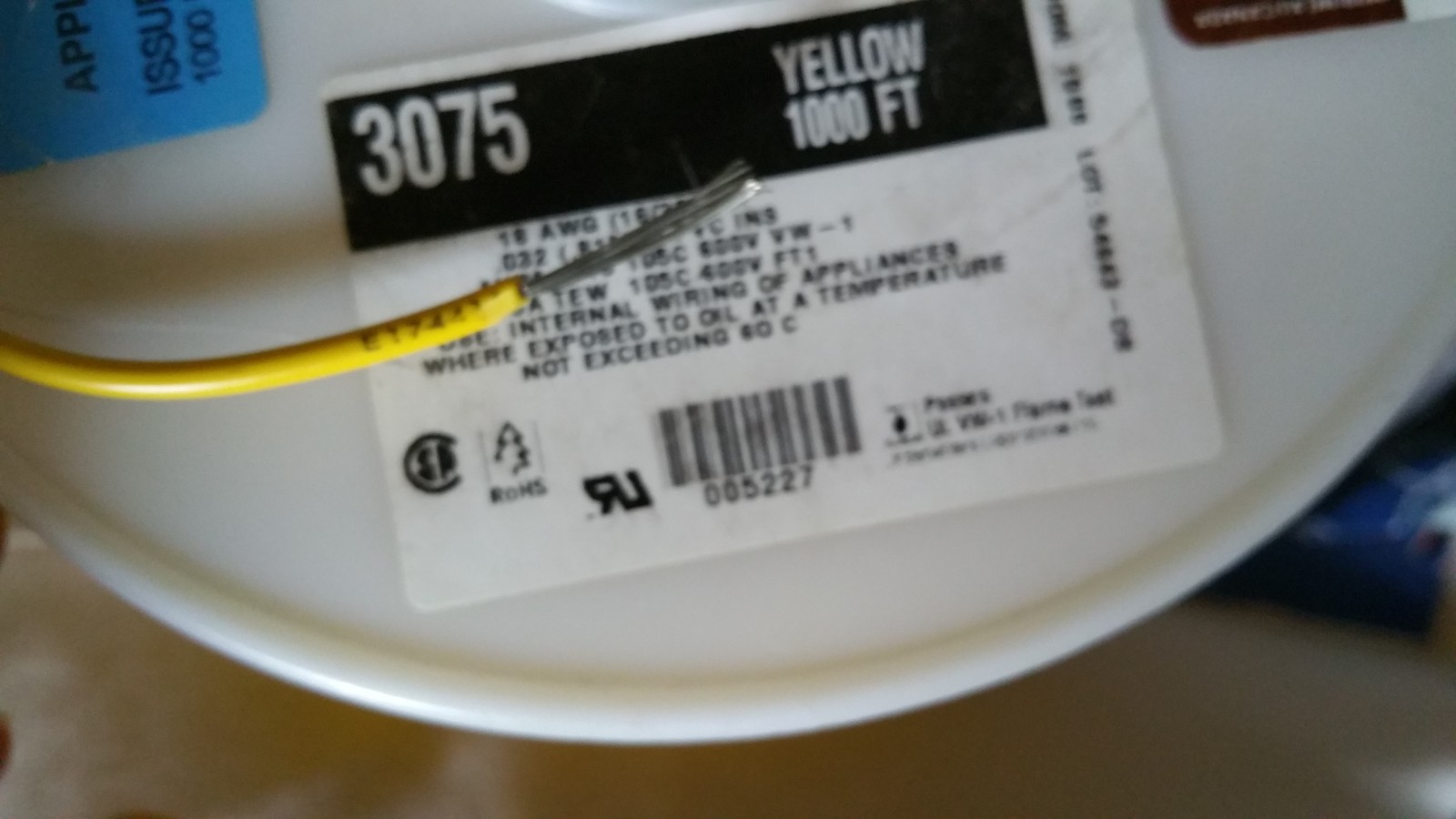 Alpha Wire 3075 18awg Tinned Copper Hook Up Wire 600V 105C MTW TEW ...