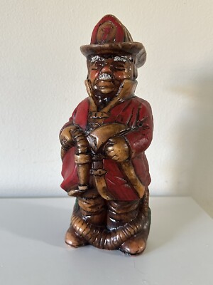 Vintage wax candle Figure- Firefighter figure wax candle- Carved Figure ...