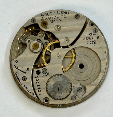 South Bend 16 Size 9 Jewel Grade 209 Pocket Watch Parts Movement ...