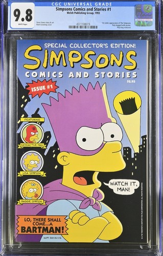 Simpsons Comics and Stories 1 CGC 9.8 1st comic appearance of The ...