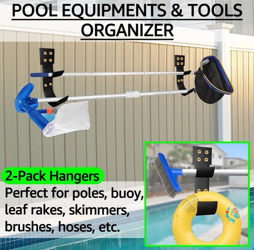 2-Pack Heavy Duty Black Pool Fence Hooks – Durable Pole & Equipment ...