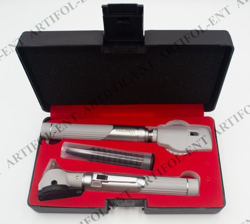 Fiber Optic Otoscope Ophthalmoscope Examination ENT Diagnostic Set Gray ...
