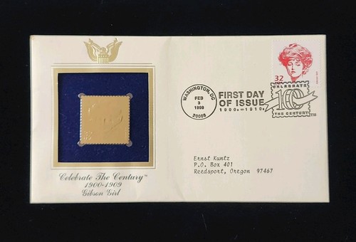 22kt Gold USPS Stamp Celebrate The Century 1900-1909 Gibson Girl First ...