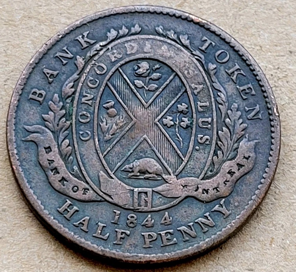 1844 Canada Bank of Montreal Half Penny Token | eBay