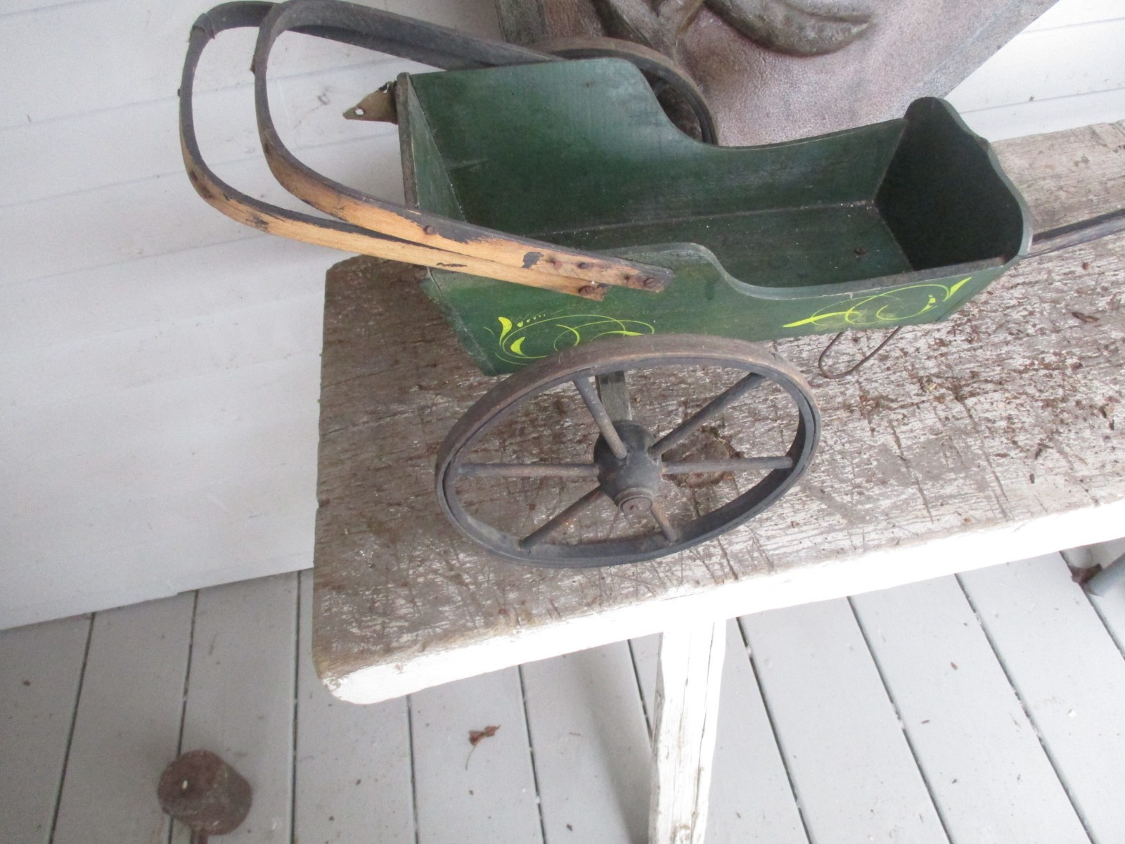 Antique 19thC Primitive Nantucket Wagon Buggy Original Green Paint AAFA ...