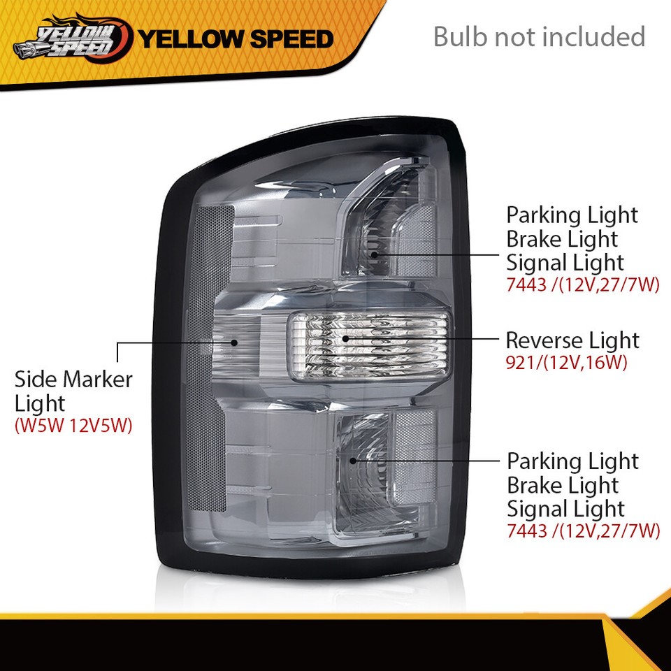 Fit For 2014-2018 GMC Sierra 1500 2500 3500 Tail Lights Brake Lamps ...