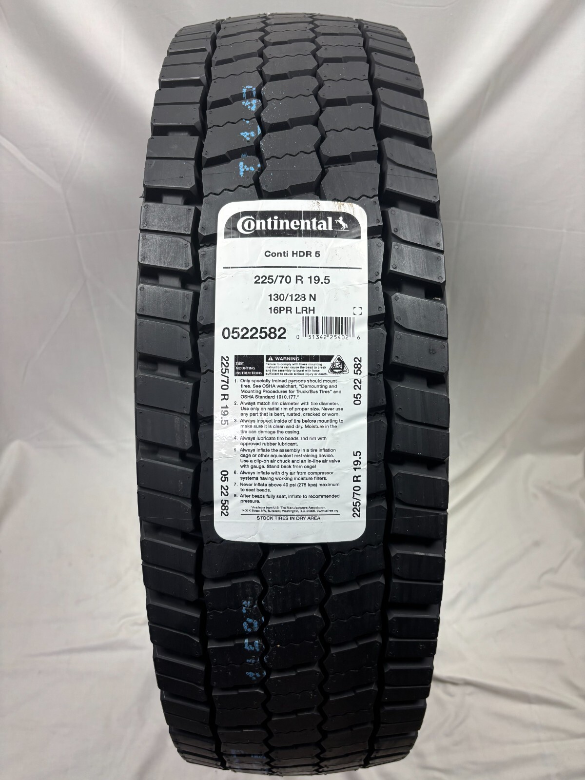 1 (One) New Continental HDR5 LRH/16PR- 225/70R19.5 Tire 22570195 225 70 ...