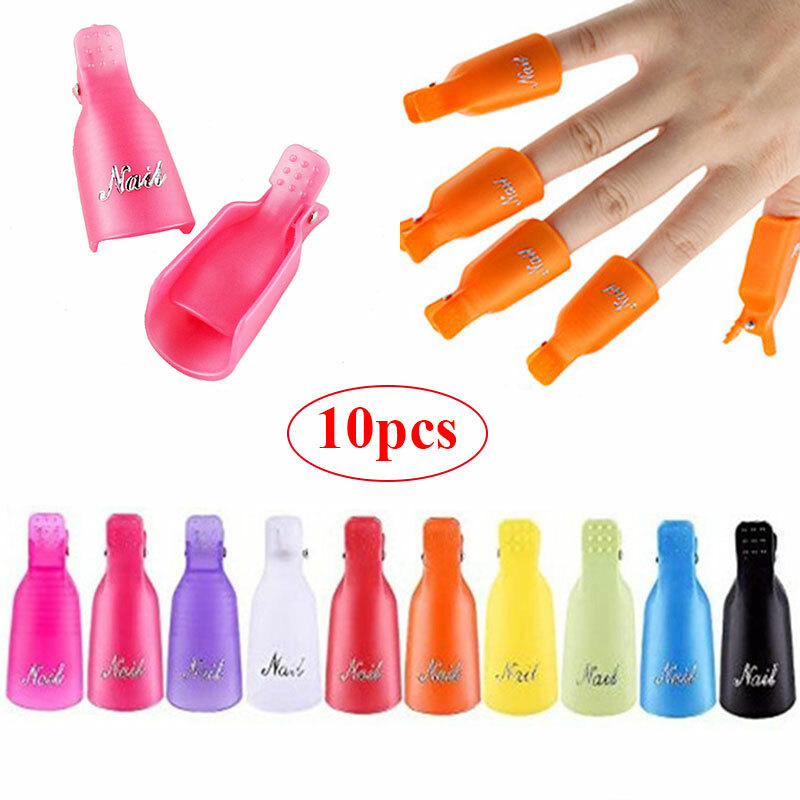 10PCS Nail Soak Off Cap UV Gel Remover Fingernail Polish Cleaner ...