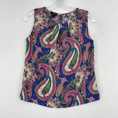 Talbots Petite Silk Sleeveless Top Size 2P Colorful Paisley Wearable ...