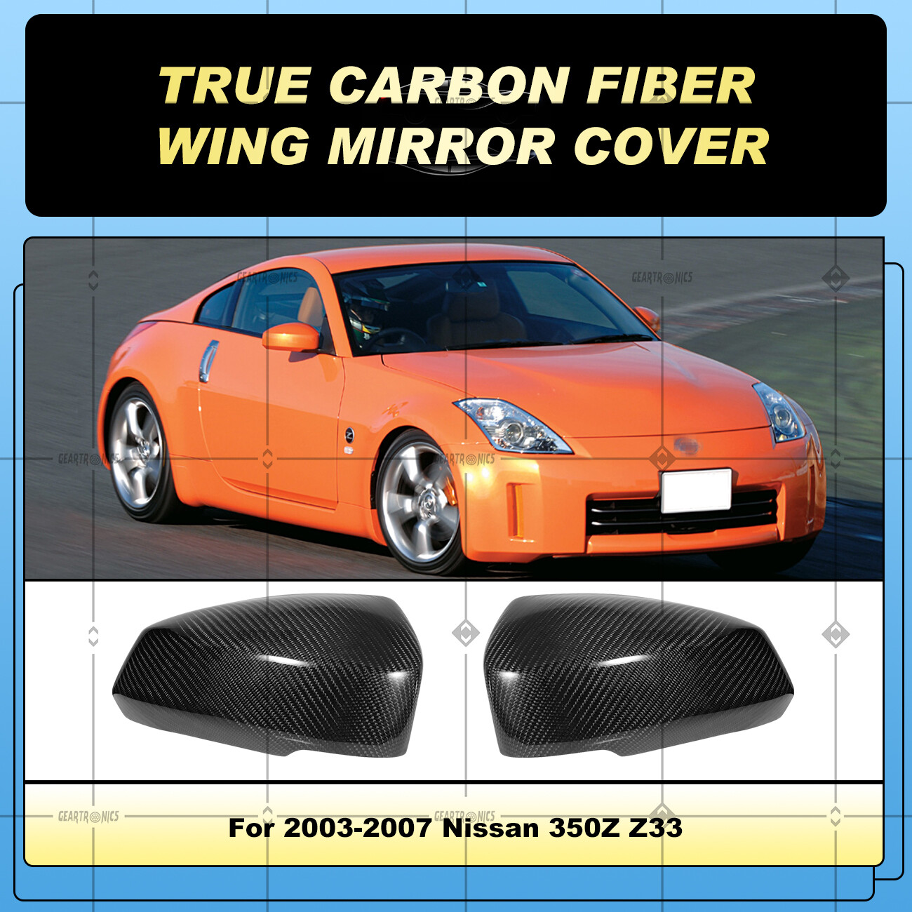 REAL CARBON FIBER SIDE MIRROR COVERS CAP ADD ON FOR 2003-2007 NISSAN ...