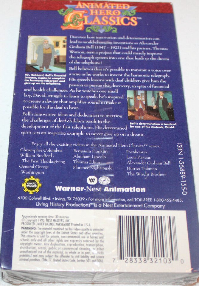 Alexander Graham Bell Animated Hero Classics (New Sealed VHS 1995) | eBay