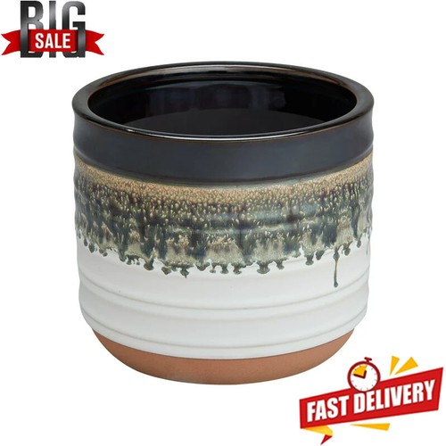 12" Ceramic Planter Round Large Weather-Resistant Outdoor Deck Porch ...