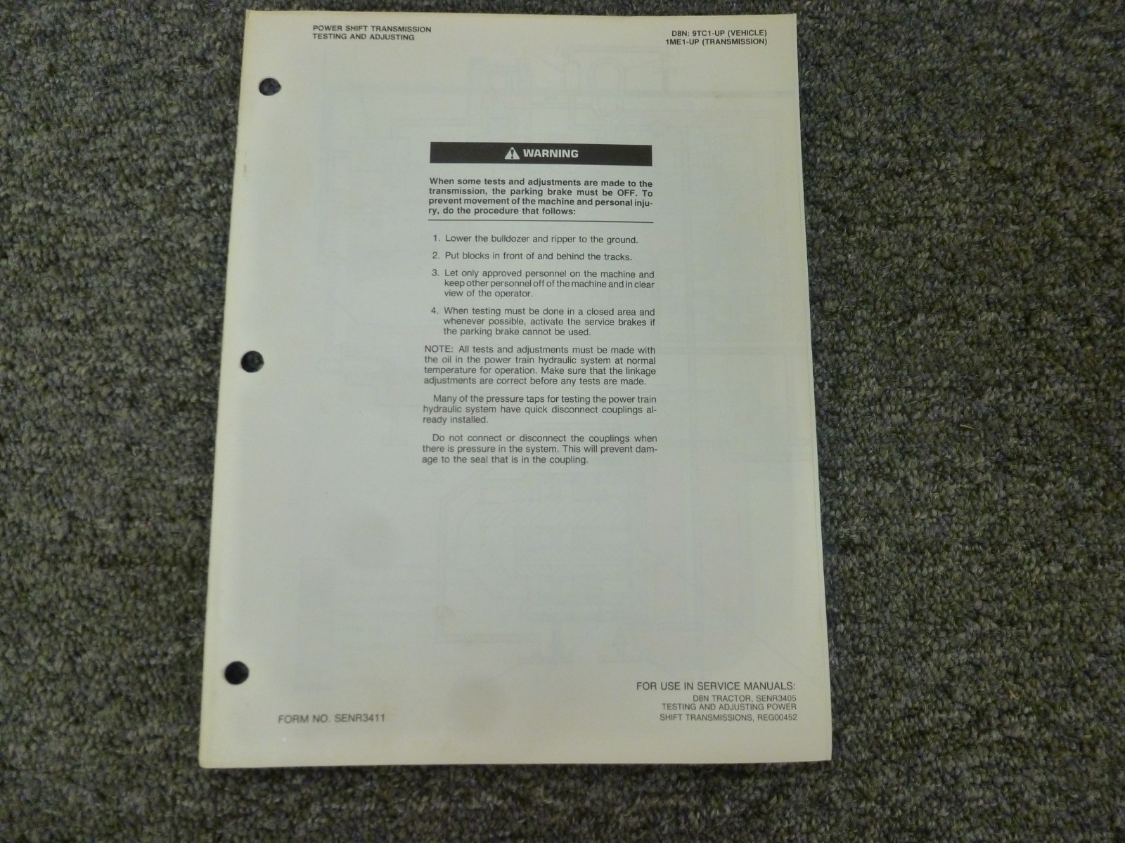 Caterpillar Cat D8N Tractor Powershift Transmission Shop Service Repair ...