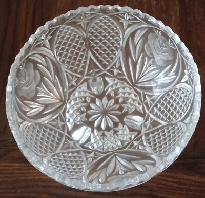 Large Sawtooth Pattern Footed Crystal Bowl | eBay