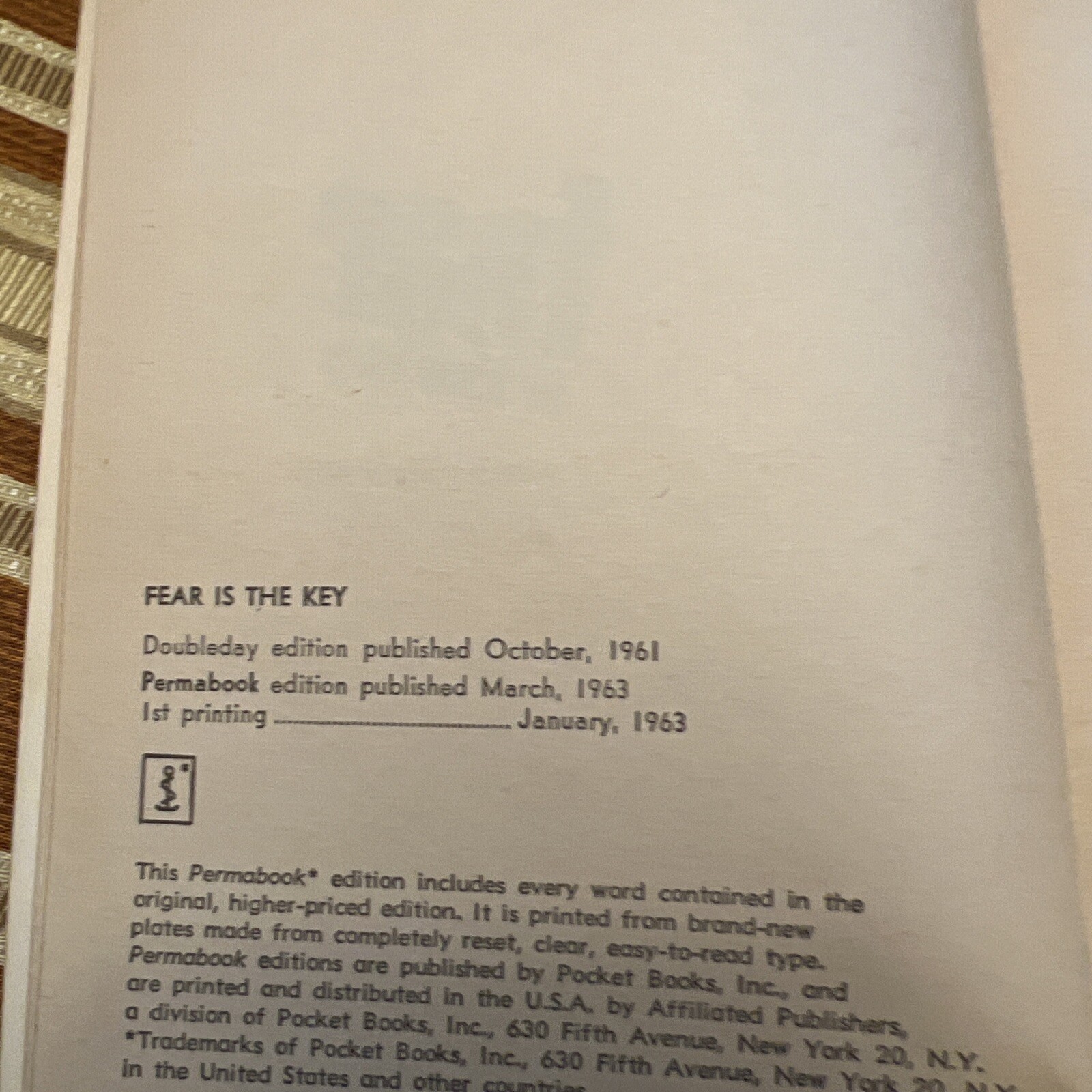 Vintage Mystery Fear is the Key Alistair MacLean 1963 1st Edition ...