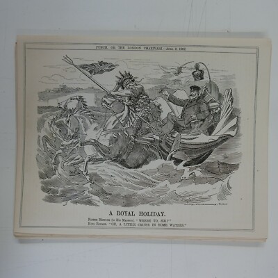7x10" punch cartoon 1902 A ROYAL HOLIDAY edward vii | eBay UK