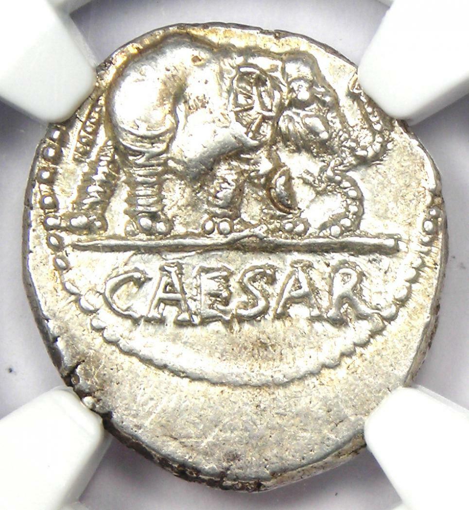 Julius Caesar AR Denarius Silver Elephant Coin 49 BC - Certified NGC ...