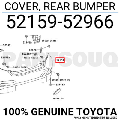 5215952966 Genuine Toyota COVER, REAR BUMPER 52159-52966 | eBay