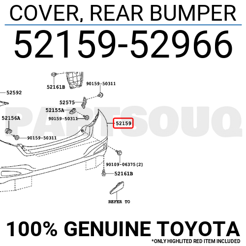 5215952966 Genuine Toyota COVER, REAR BUMPER 52159-52966 | eBay