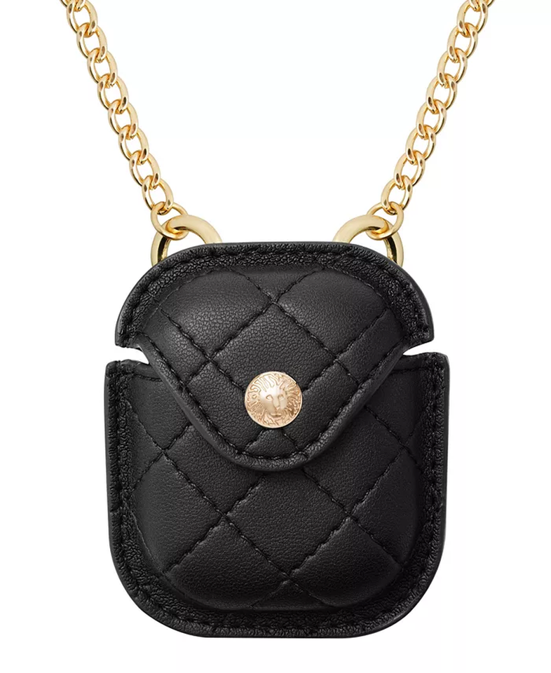 Women'S Black Faux Leather Quilted Case with Crossbody Chain Designed ...