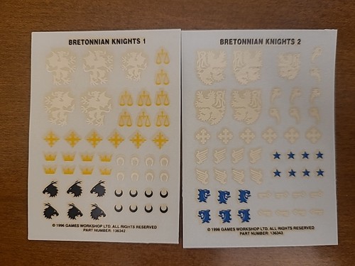 Bretonian Knights Transfer Sheets 1 2 Warhammer Fantasy OOP 1996 | eBay