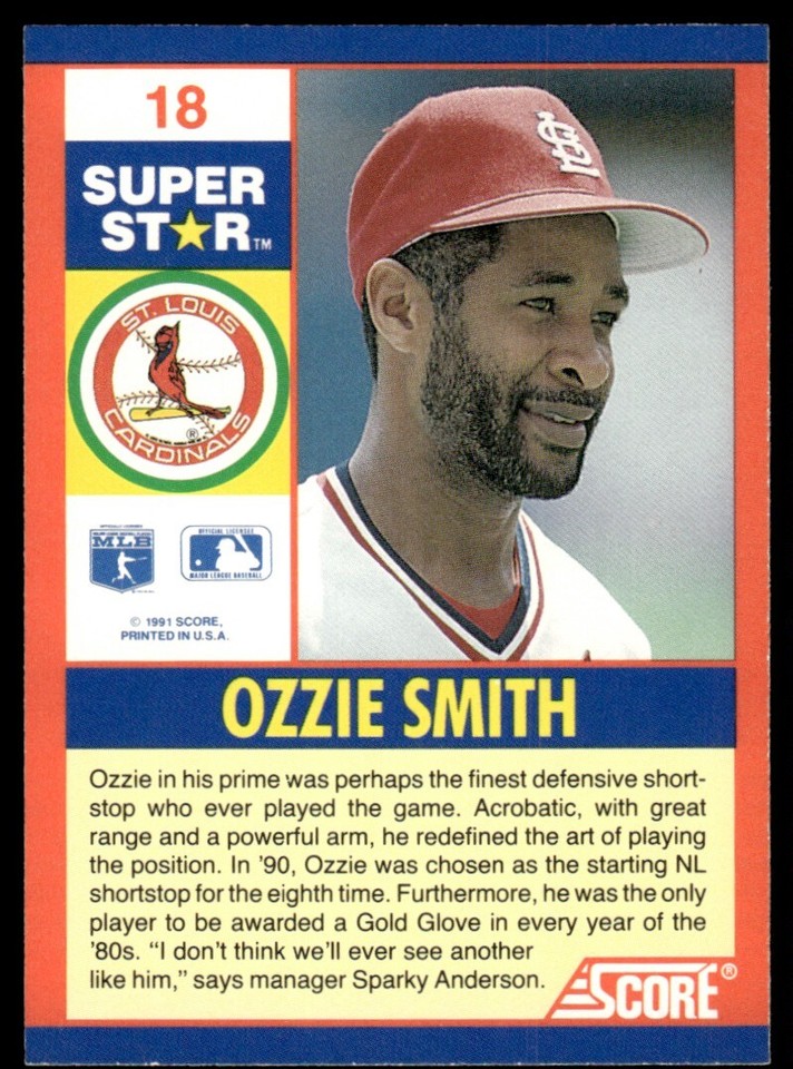 1991 Score Super Star Ozzie Smith St. Louis Cardinals #18 | eBay