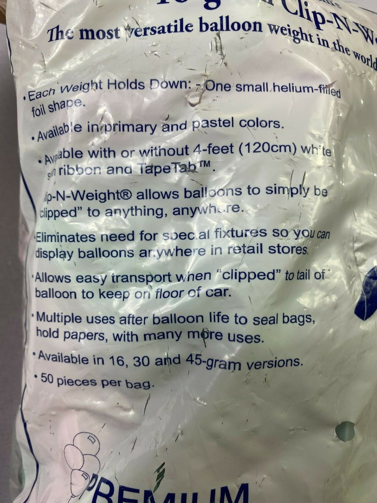 Premium Balloon Accessories Clip-N-Weight 50 Pk. 16 Gram Weights Pastel ...