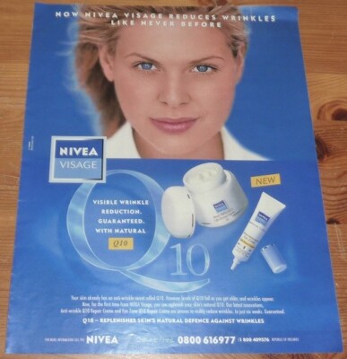 1998 VINTAGE LARGE AD NIVEA VISAGE Q 10 ANTI WRINKLE REPAIR CREME | eBay