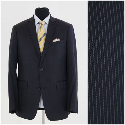 Mens REDA 110s Wool Sport Coat 40R US Size BURTON Black Striped Blazer ...