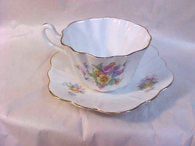 Royal Stuart Spencer Stevenson Scalloped Floral Teacup & Saucer Bone ...