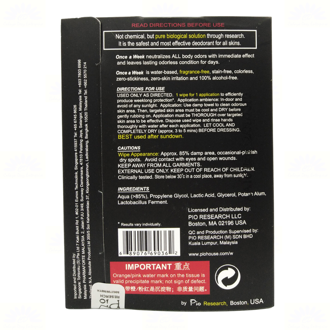 Once a Week Weekly Deodorant 20pack 60 Wipes for sale online | eBay