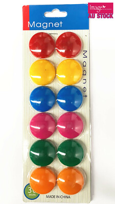 Pack of 12 Round Colour Plastic Whiteboard Magnets Button SRT | eBay ...