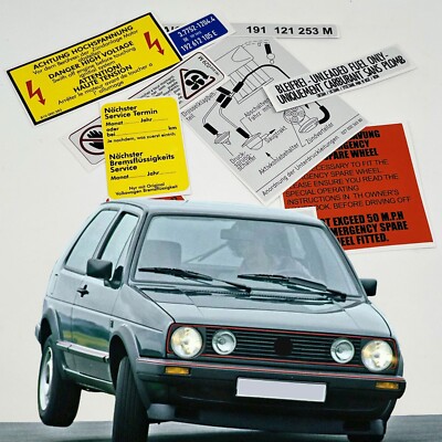 Vw Golf Mk2 Gti Gt Restoration Warning Caution Engine Stickers Labels ...