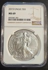 2015 American Silver Eagle $1 Dollar Coin One Troy Ounce 0.999 Fine NGC ...