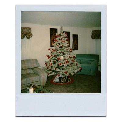Vintage Polaroid Photo - Flocked Christmas Tree in 1990s Living Room ...