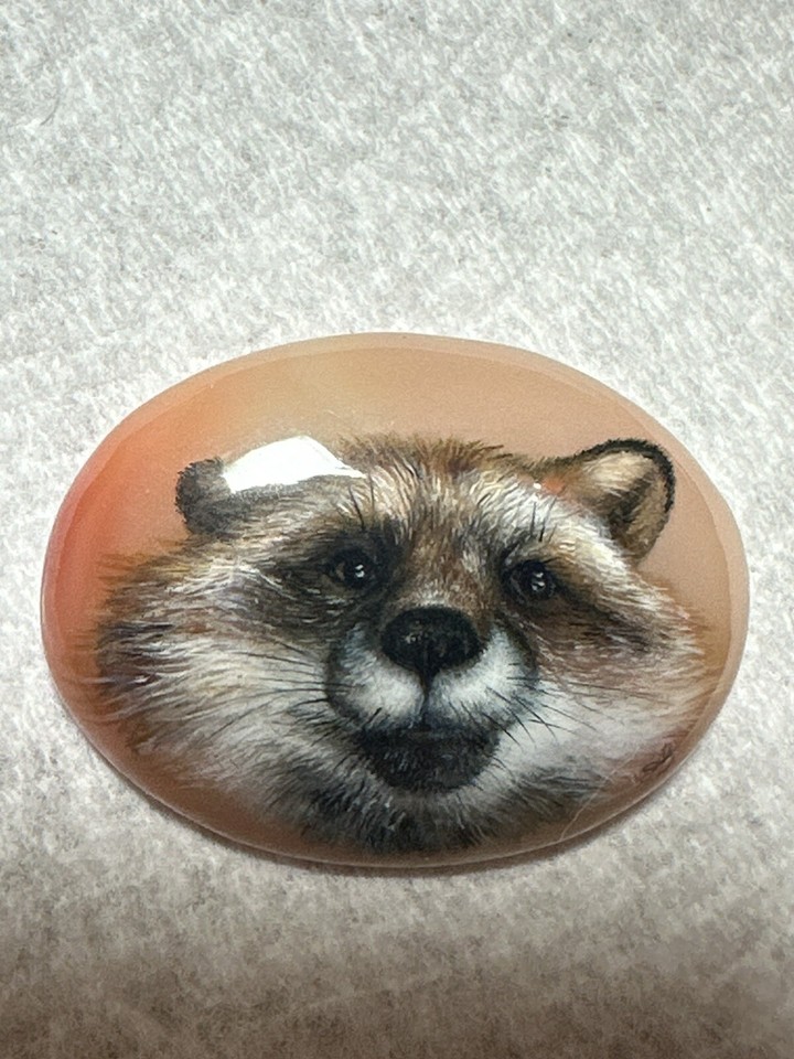 Pink Stone Red Fox hand painted Brooch Pin | eBay