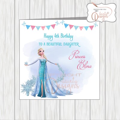 Personalised Frozen Princess Elsa Birthday Card Daughter Granddaughter ...