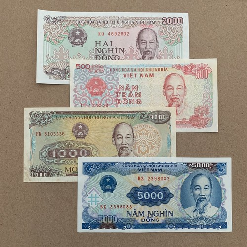4 Pcs Vietnamese Banknote Set. Vietnam Currency Lot. World Foreign ...