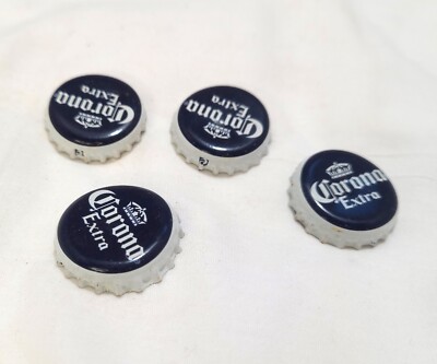 4 Corona Extra Blue White Bottle Caps Tops Crafts Decor Breweriana ...