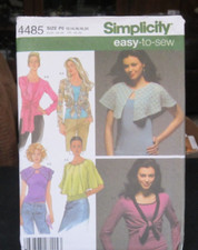 Simplicity Sewing Pattern 4485 Capelet Shawl Top Misses Size 12-20 for ...