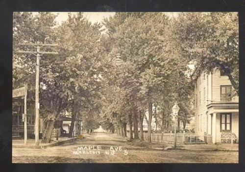 REAL PHOTO MARLTON NEW JERSEY NJ DOWNTOWN MAPLE AVE. STREET POSTCARD ...