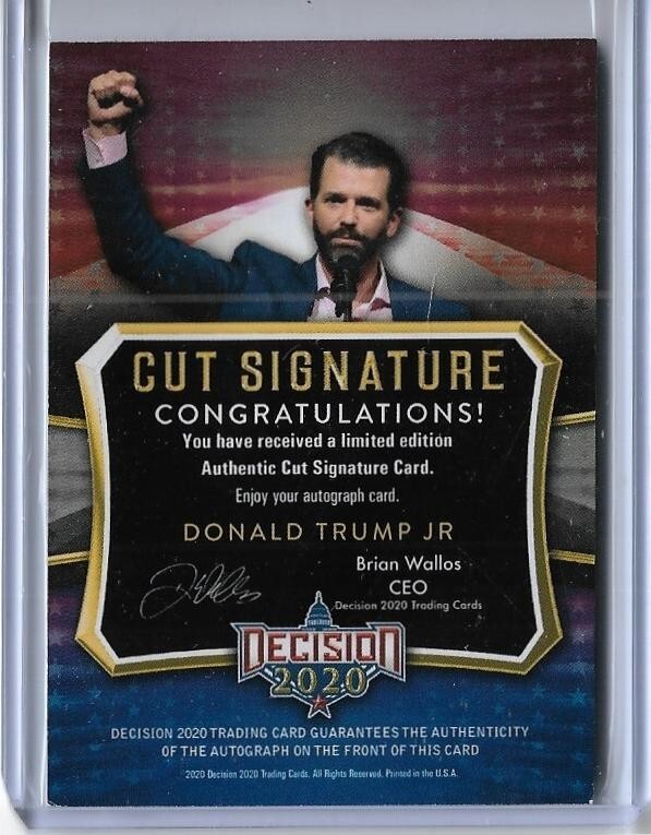 RARE 2020 DECISION ~ DONALD TRUMP JR. ~ AUTOGRAPH AUTO CUT SIGNATURE ...