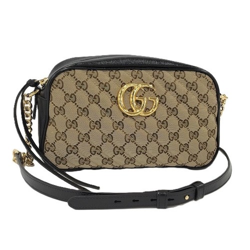 GUCCI Shoulder Bag GG Marmont Canvas Leather Black 447632 263459 | eBay