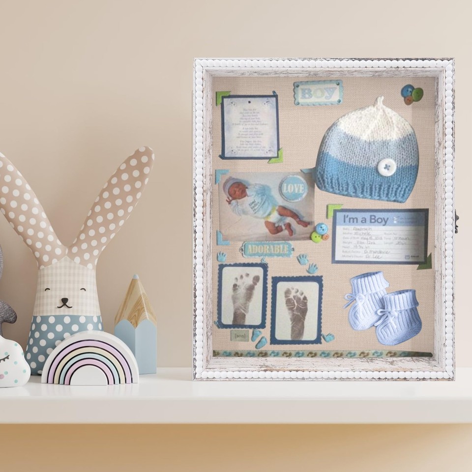 Shadow Box 13x16 Front Open with Hinge Beaded Designed Display Case ...