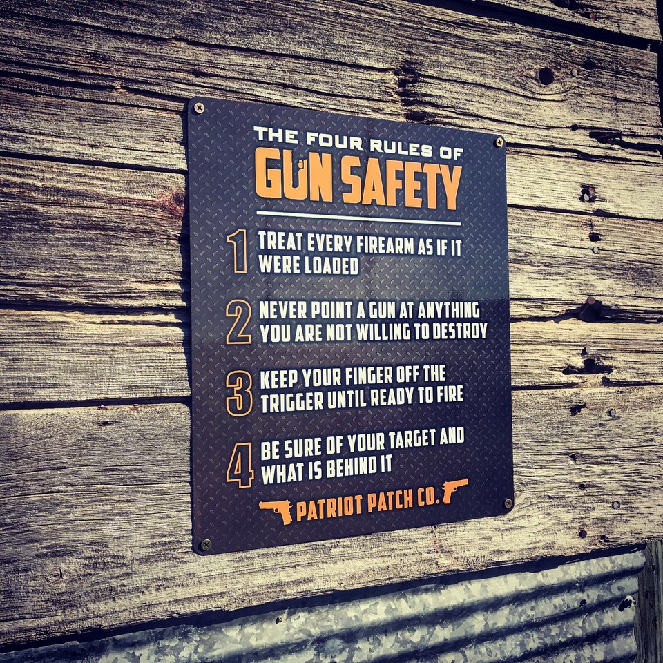 Patriot Patch Co - 4 Rules of Gun Safety Sign - Indoor/Outdoor Aluminum ...