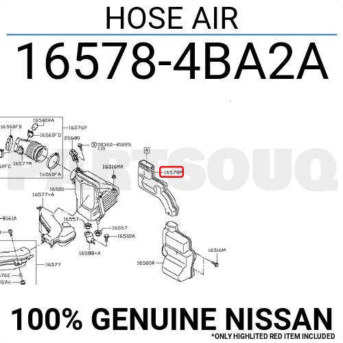 165784BA2A Genuine Nissan HOSE AIR 16578-4BA2A | eBay